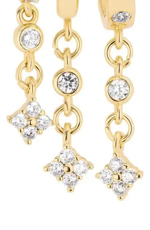 ATHRA LUXE Modern Muse Cz Clover Charm Hoop Earrings
