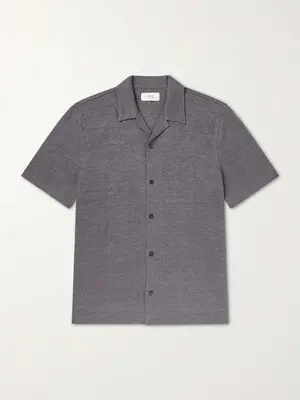 Mr P. Camp-collar Linen Shirt - Gray