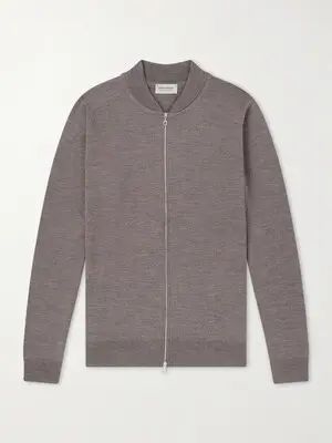 John Smedley Maclean Merino Wool Zip-up Sweater - Gray