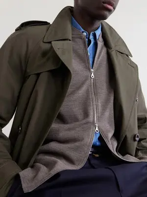 John Smedley Maclean Merino Wool Zip-up Sweater - Gray