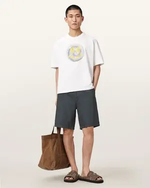ALLSAINTS Corbett Relaxed Fit Linen-blend Shorts - Grey