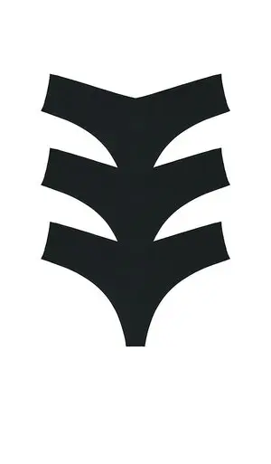 Commando Invisible Rib Thong 3-pack - Black