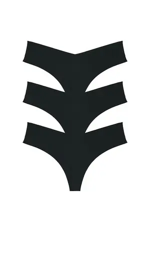 Commando Invisible Rib Thong 3-pack - Black