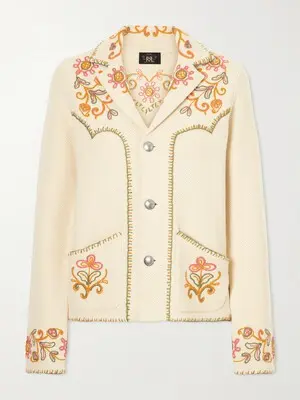 Ralph Lauren Bella Crochet-trimmed Cotton And Cashmere-blend Cardigan - Neutrals
