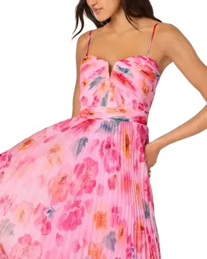 Astr The Label Bayley Printed Midi Dress - Pink Multi