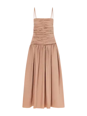 TOVE Amina Gathered Organic Cotton Midi Dress