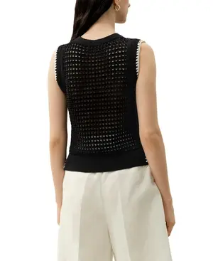 Lilysilk Toscana Pointelle Embroidered Vest - Black