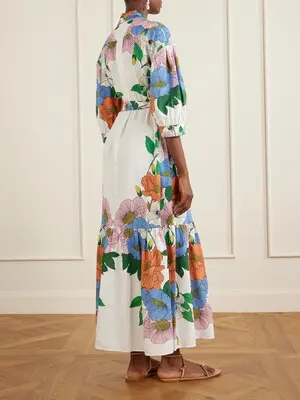 Borgo De Nor Bianca Linen-blend Floral Midi Dress - Multi