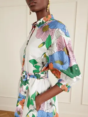 Borgo De Nor Bianca Linen-blend Floral Midi Dress - Multi