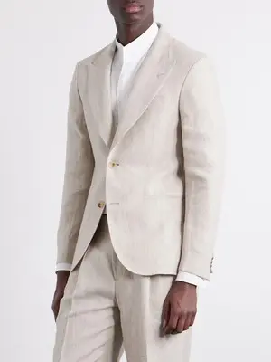 Mr P. Slim-fit Linen Tuxedo Jacket - Neutrals