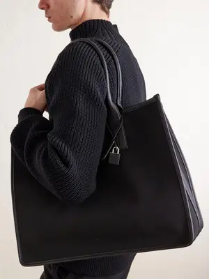 TOM FORD East-west Leather-trimmed Cotton-canvas Tote Bag
