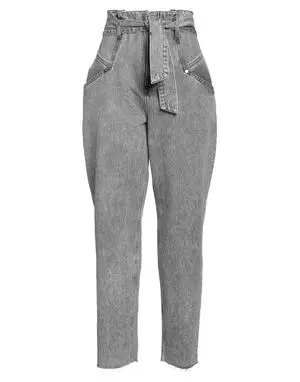 GAELLE PARIS Cotton Denim High Waisted Tapered Leg Jeans With Belt