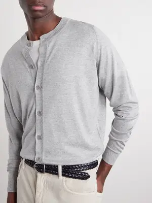 John Smedley Bill Nighy Merino Wool Cardigan - Gray