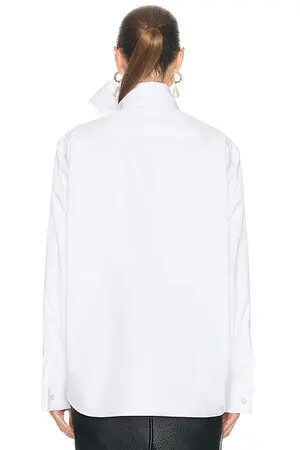 Saint Laurent Cotton Button-up Blouse With Attached Scarf - Blanc