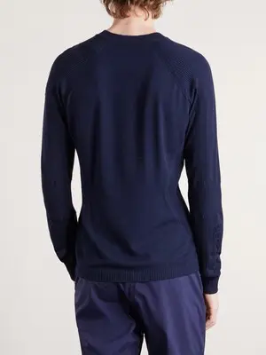 Moncler Logo-appliquéd Crepe Sweater - Blue