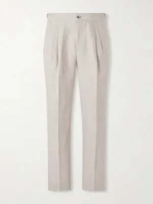 Mr P. Straight-leg Pleated Linen Trousers