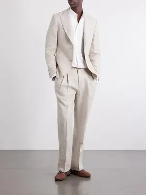 Mr P. Straight-leg Pleated Linen Trousers