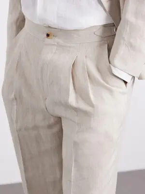 Mr P. Straight-leg Pleated Linen Trousers