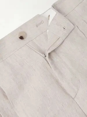 Mr P. Straight-leg Pleated Linen Trousers