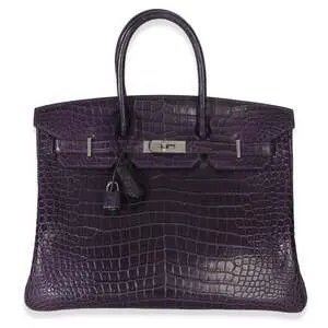 HERMÈS Amethyst Matte Niloticus Crocodile Birkin 35 PHW