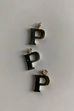SHARPLILTEETH Vintage Sterling Letter P Initial Charm - Silver