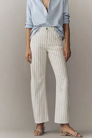 SEVENTY + MOCHI Striped Mid-rise Straight-leg Jeans - White