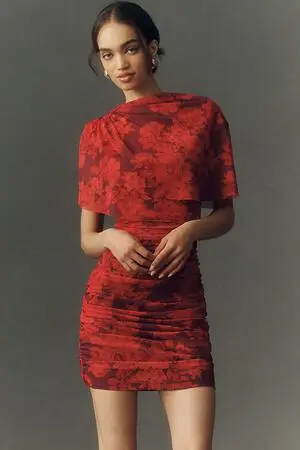 Bhldn Caped Mesh Mini Dress