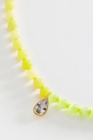 Anthropologie Colorblock Beaded Pendant Necklace - Lime