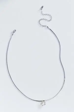 Anthropologie Herringbone Pendant Necklace - Silver