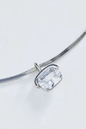 Anthropologie Herringbone Pendant Necklace - Silver