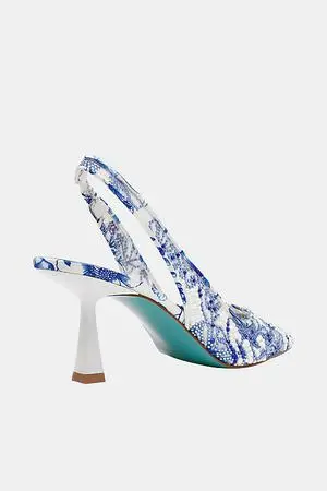Betsey Johnson Beaded Slingback Heels - Blue Pattern