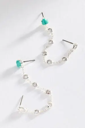 Ettika Double Piercing Earrings - Silver