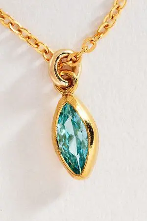 SET & STONES Marquise Birthstone Charm Necklace - March