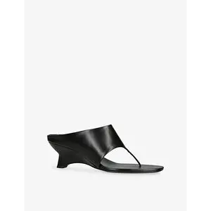 Khaite Marlow 55 Leather Heeled Mules - Black