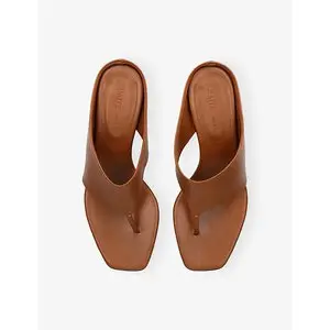 Khaite Marlow 55 Leather Heeled Mules - Mid Brown
