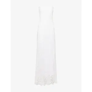 HYPHEN Bandeau Sheer Lace Maxi Dress - Ivory