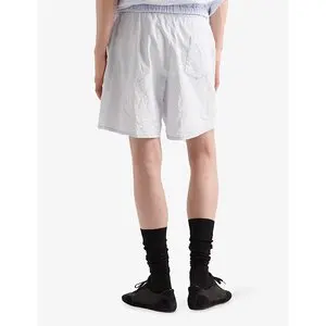 Prada Mid-rise Chambray Cotton Bermuda Shorts - Light Blue