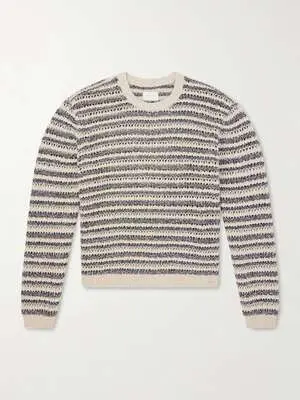 Aimé Leon Dore Striped Open-knit Cotton-blend Sweater