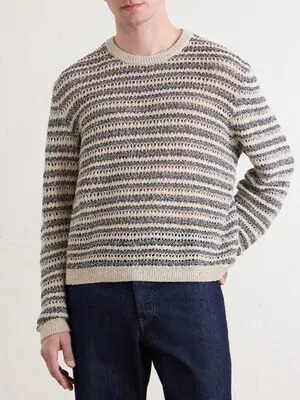 Aimé Leon Dore Striped Open-knit Cotton-blend Sweater