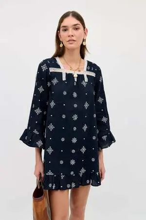 Rixo Susana Embroidered Mini Dress
