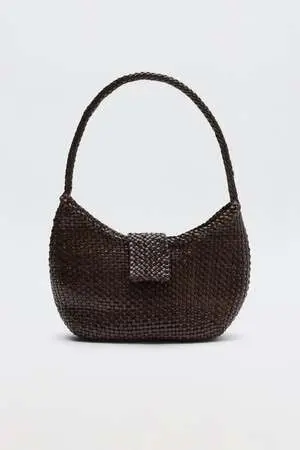Rixo Saoirse Woven Leather Baguette Bag - Brown