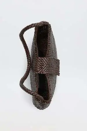 Rixo Saoirse Woven Leather Baguette Bag - Brown