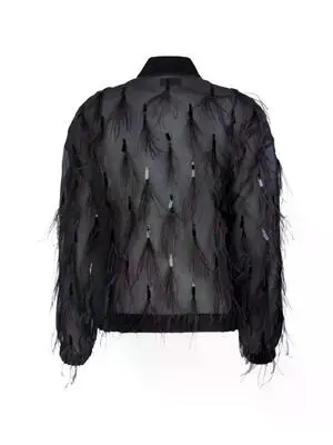 Brunello Cucinelli Feather-embellished Sheer Bomber Jacket