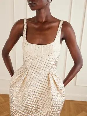 Christopher John Rogers Metallic Jacquard-woven Gown - Neutrals
