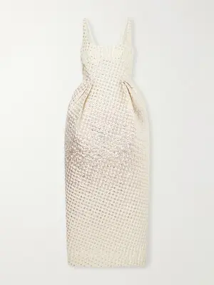 Christopher John Rogers Metallic Jacquard-woven Gown - Neutrals