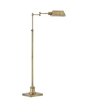 REGENCY HILL Jenson Traditional 54" Tall Pharmacy Floor Lamp With Smart Socket Aged Brass Adjustable Swing Arm For Living Room Reading House - Gold