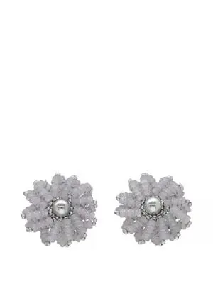 Vintage Floral-design Clip-on Earrings - Silver