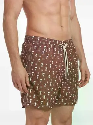 MC2 SAINT BARTH Snoopy-print Drawstring Swim Shorts - Brown