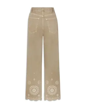 FRAME Eyelet High Rise Ankle Wide Flare Jeans - Thyme