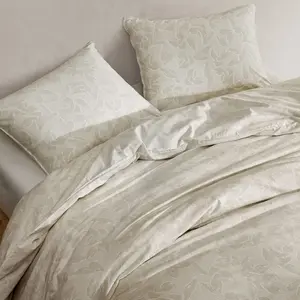 Calvin Klein Yellow Leaves Washed Percale 3 Piece Comforter Set, Queen